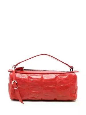 MSGM Crocodile-effect Buckle-detail Tote Bag - Red