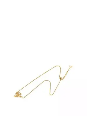 Dior 1990-2010 Plated Cursive Logo Pendant Necklace Costume Necklace - Gold