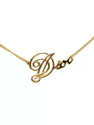 Dior Plated Cursive Logo Pendant Necklace