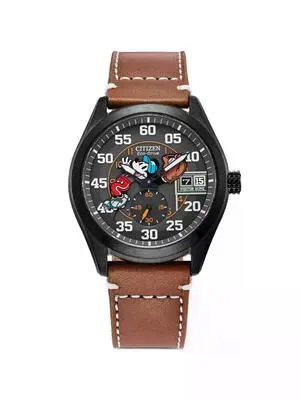 Citizens Of Humanity Citizen Eco-drive Watch With Black Dial And Leather Strap - Grey