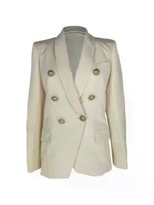 Balmain Double-breasted Fray-trimmed Blazer - Neutrals