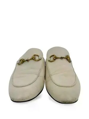 Gucci Horsebit Mules Beige Almond Toe Flat Sole