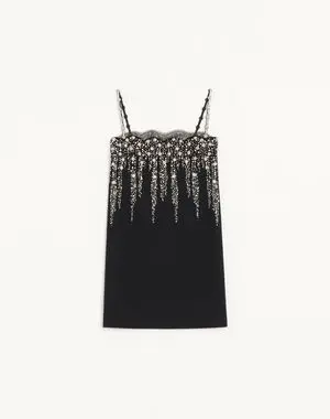Valentino Garavani Embroidered Crepe Couture Short Dress - Black