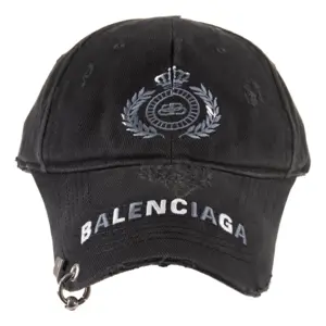 Balenciaga Bb Destroyed Piercing Cap - Black