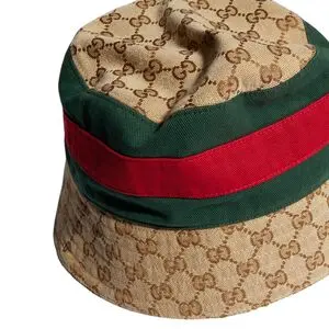 Gucci Gg Cotton Canvas Bucket Hat With Web Detail