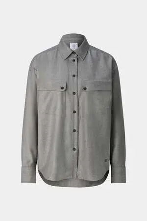 Bogner Robyn Virgin Wool Herringbone Flannel Shirt Blouse