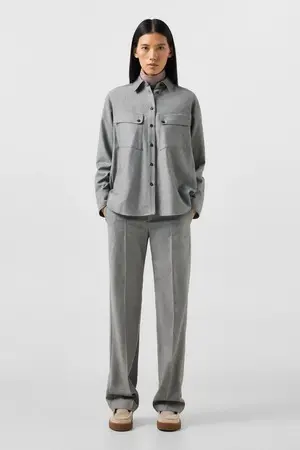 Bogner Robyn Virgin Wool Herringbone Flannel Shirt Blouse