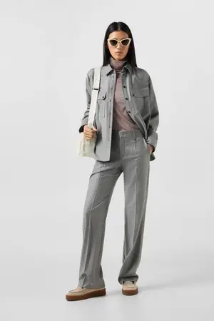 Bogner Robyn Virgin Wool Herringbone Flannel Shirt Blouse