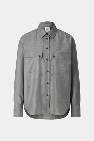Bogner Robyn Virgin Wool Herringbone Flannel Shirt Blouse