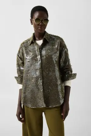 Bogner Florence Sequin Shirt Blouse - Olive
