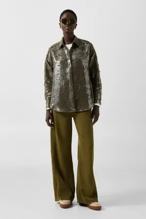 Bogner Florence Sequin Shirt Blouse - Olive