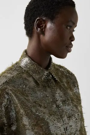 Bogner Florence Sequin Shirt Blouse - Olive