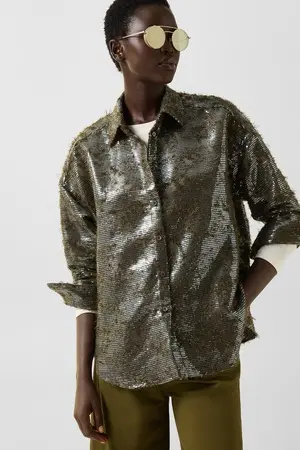 Bogner Florence Sequin Shirt Blouse - Olive
