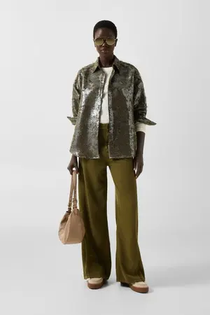 Bogner Florence Sequin Shirt Blouse - Olive