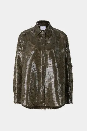 Bogner Florence Sequin Shirt Blouse - Olive