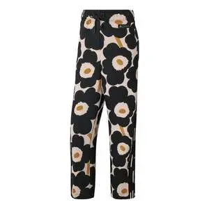 Adidas Marimekko Floral Print Straight-leg Casual Pants Asia Sizing 'black Beige - Black/beige