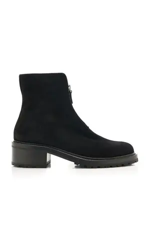 THE ROW Zip Up Ankle Boots With Lug Sole - Black