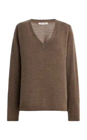 THE ROW Poesis Cashmere V-neck Top - Grey