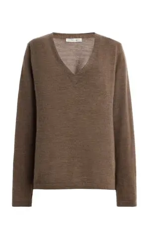 THE ROW Poesis Cashmere V-neck Top - Grey