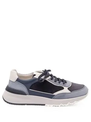 Brunello Cucinelli Runners In Nubuck And Suede - Blue