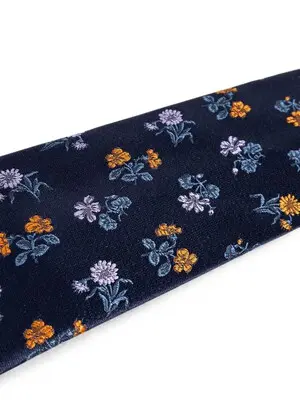 Dries Van Noten Printed Silk Neck Tie - Blue
