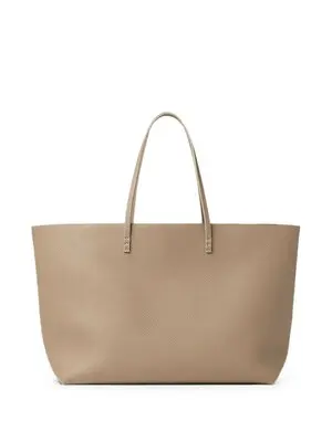 Fendi Roll Medium Shopper In Roman Leather Taupe - Multi
