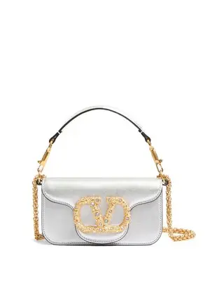 Valentino Garavani Small Shoulder Bag Locò In Lamin - Metallic