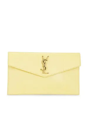 Saint Laurent Uptown Lizard Pouch - Soft Lemon