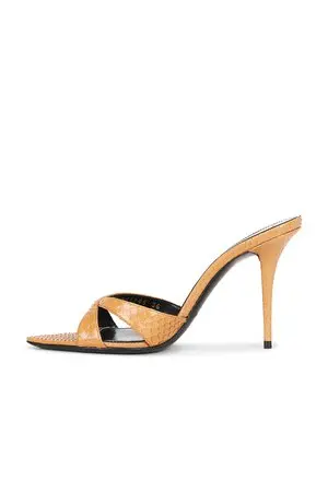 Saint Laurent Gippy Python Mule Sandal - Pitty Brandy
