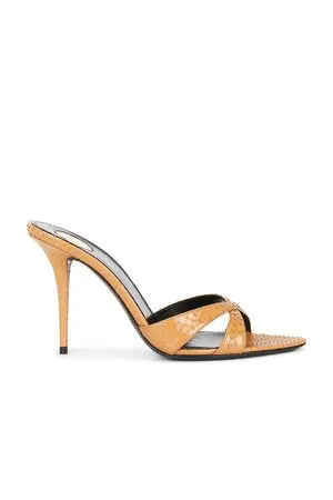 Saint Laurent Gippy Python Mule Sandal - Pitty Brandy