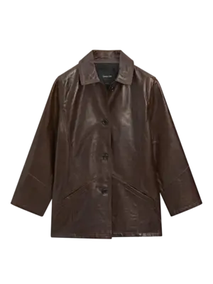 Massimo Dutti Massimo Dutti Napa Leather Jacket With Classic Collar - Brown