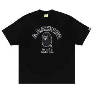 A BATHING APE Hand Drawn Outline College Relaxed Fit Tee - Black