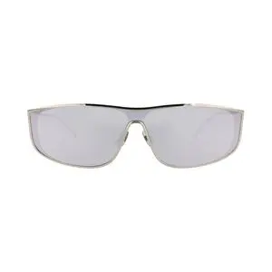 Saint Laurent Shield-frame Metal Sunglasses - Silver