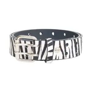 StÜssy Punch Out Leather Belt 'hairy Zebra Pattern - White