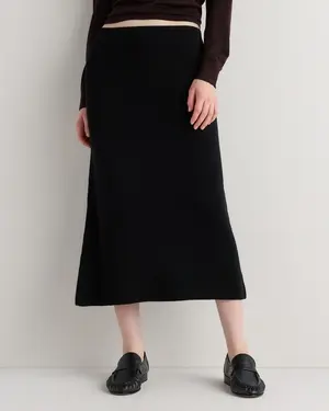 Quince Australian Merino Wool Midi Skirt - Black