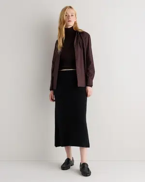 Quince Australian Merino Wool Midi Skirt - Black