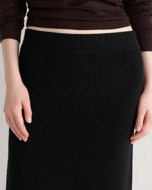 Quince Australian Merino Wool Midi Skirt - Black