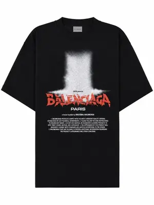 Balenciaga T-shirt Con Stampa - Black