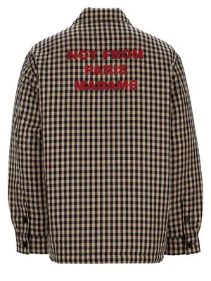 Drole De Monsieur Overshirt "slogan" In Cotone Check