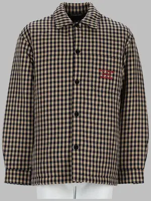 Drole De Monsieur Overshirt "slogan" In Cotone Check