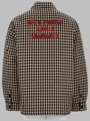 Drole De Monsieur Overshirt "slogan" In Cotone Check