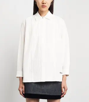 Claudie Pierlot Cotton Tuxedo Shirt With Pleating And Embroidery