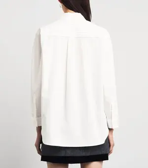Claudie Pierlot Cotton Tuxedo Shirt With Pleating And Embroidery