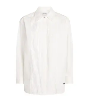 Claudie Pierlot Cotton Tuxedo Shirt With Pleating And Embroidery - White