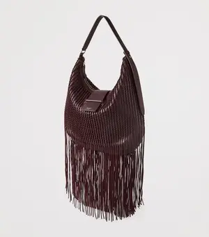 JIMMY CHOO Bar Leather Fringed Shoulder Bag