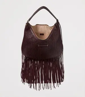 JIMMY CHOO Bar Leather Fringed Shoulder Bag