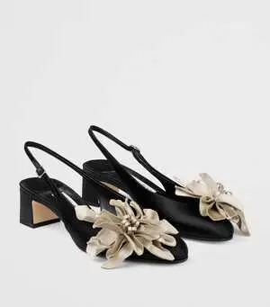 JIMMY CHOO Eyla 45 Floral-appliqué Slingback Pumps