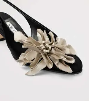 JIMMY CHOO Eyla 45 Floral-appliqué Slingback Pumps