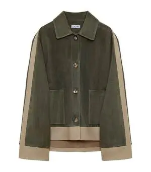 Loewe Suede And Leather Panelled Jacket - Green