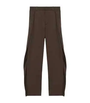 Loewe Cotton-silk Layered Trousers - Brown